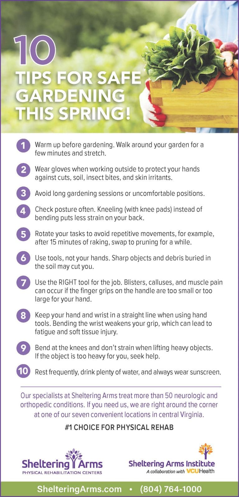 10 Tips for Safe Gardening This Spring - Sheltering Arms Institute